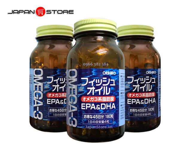 Dầu cá Omega 3 Orihiro 180 viên với DHA và EPA - JAPAN STORE
