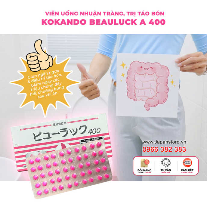 Viên uống chống Táo Bón, Nhuận Tràng KOKANDO Beauluck A 400 Viên - Nhật ...