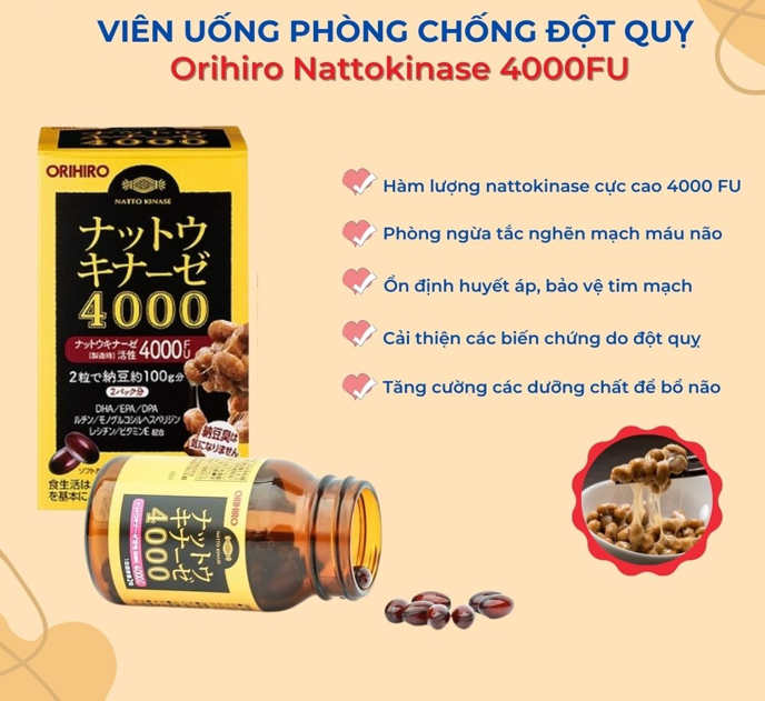 Viên uống phòng ngừa tai biến Orihiro 4000 FU (Nhật Bản) - Nattokinase ...